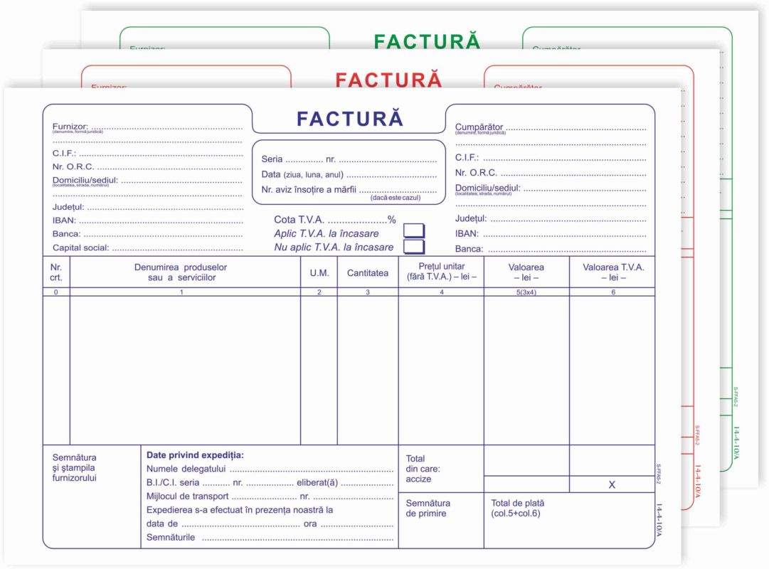 Factura Fiscala in 3 exemplare A5 carnet - Silvaniaprint
