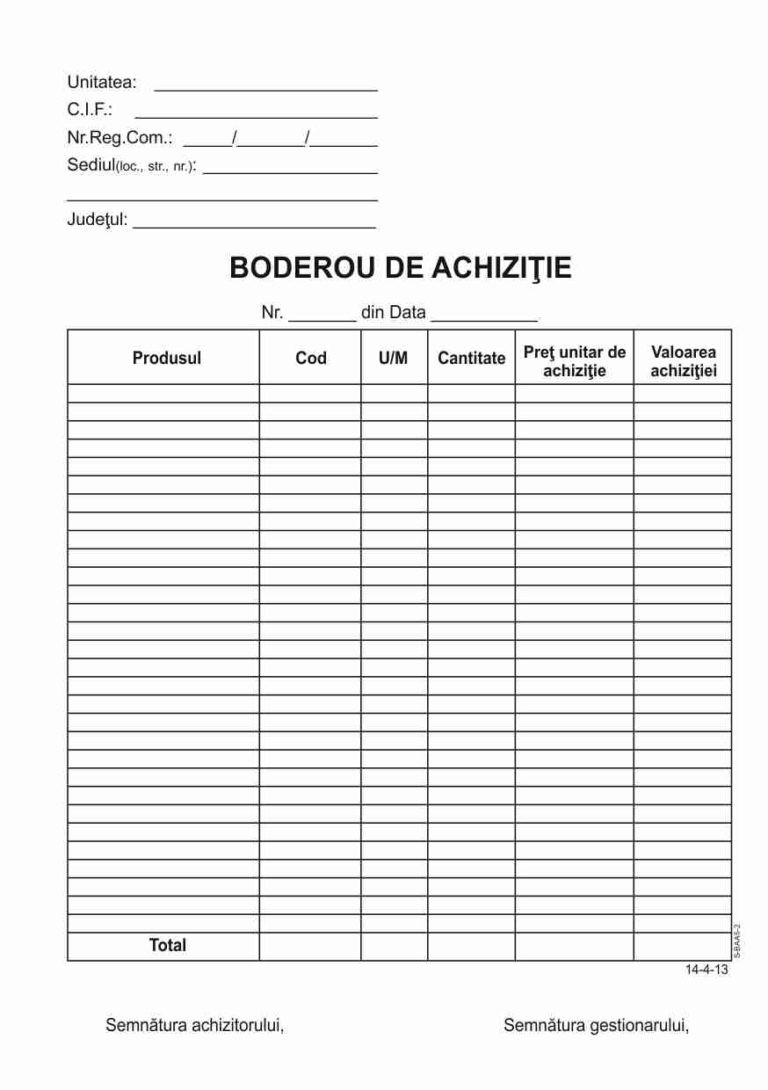 Borderou achizitii A5 - Silvaniaprint