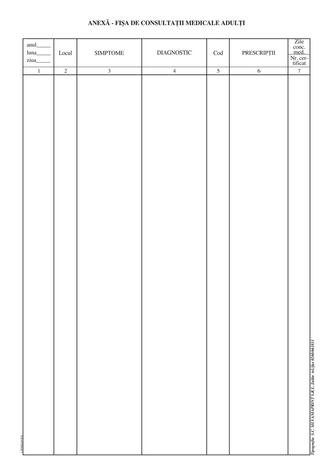 Anexa la fisa de consultatii A4 foaie volanta - Silvaniaprint