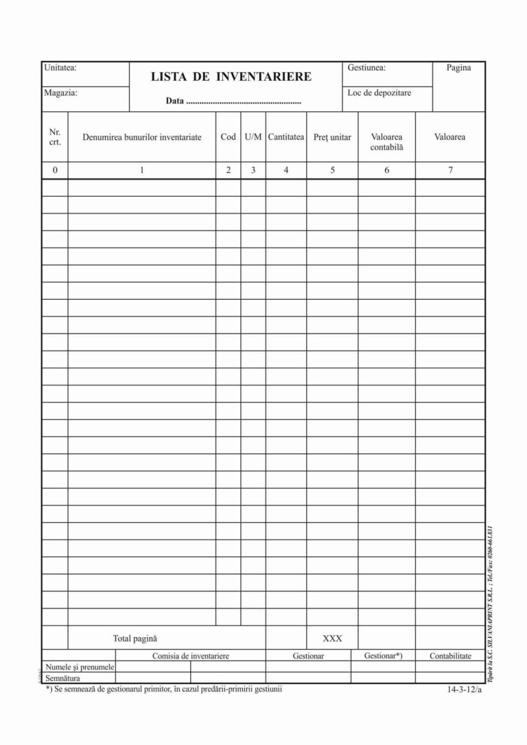 Lista inventar vertical A4 2ex - Silvaniaprint