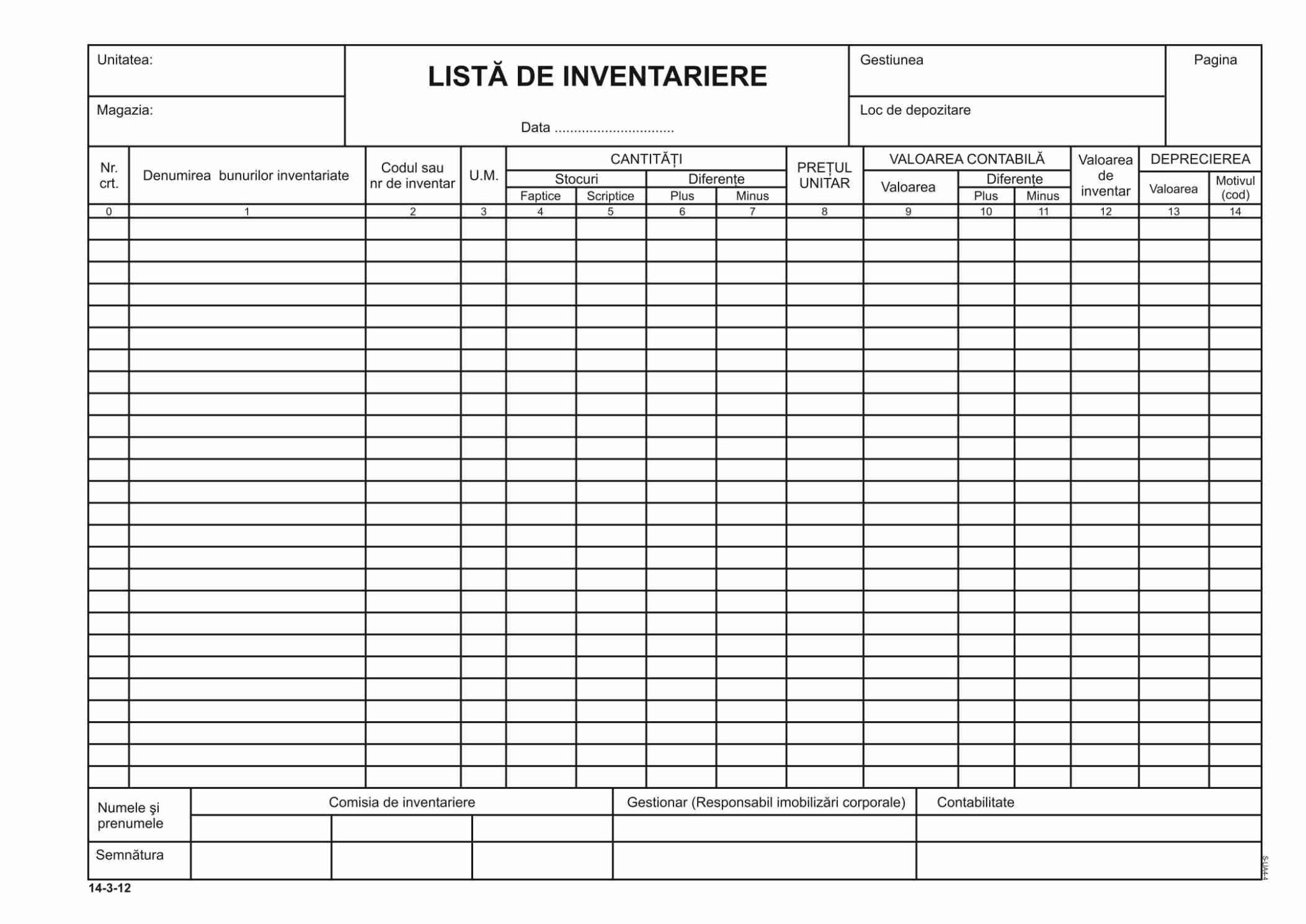 Lista inventar orizontal A4 - Silvaniaprint